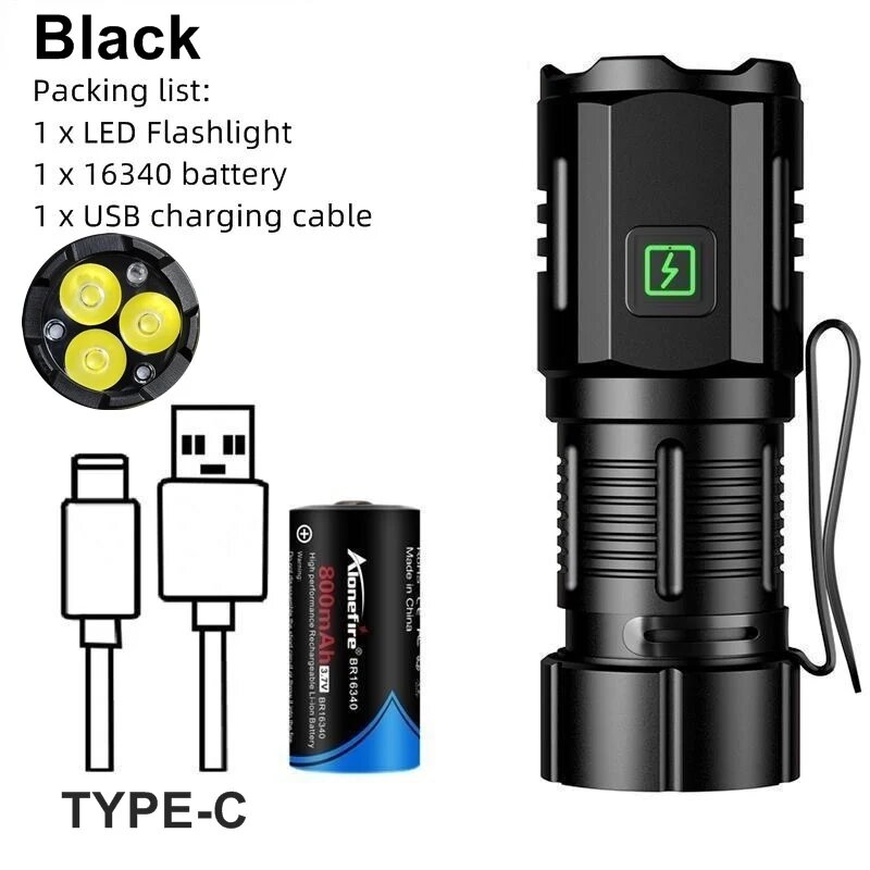 AloneFire X63 LED фонарик, черный, USB