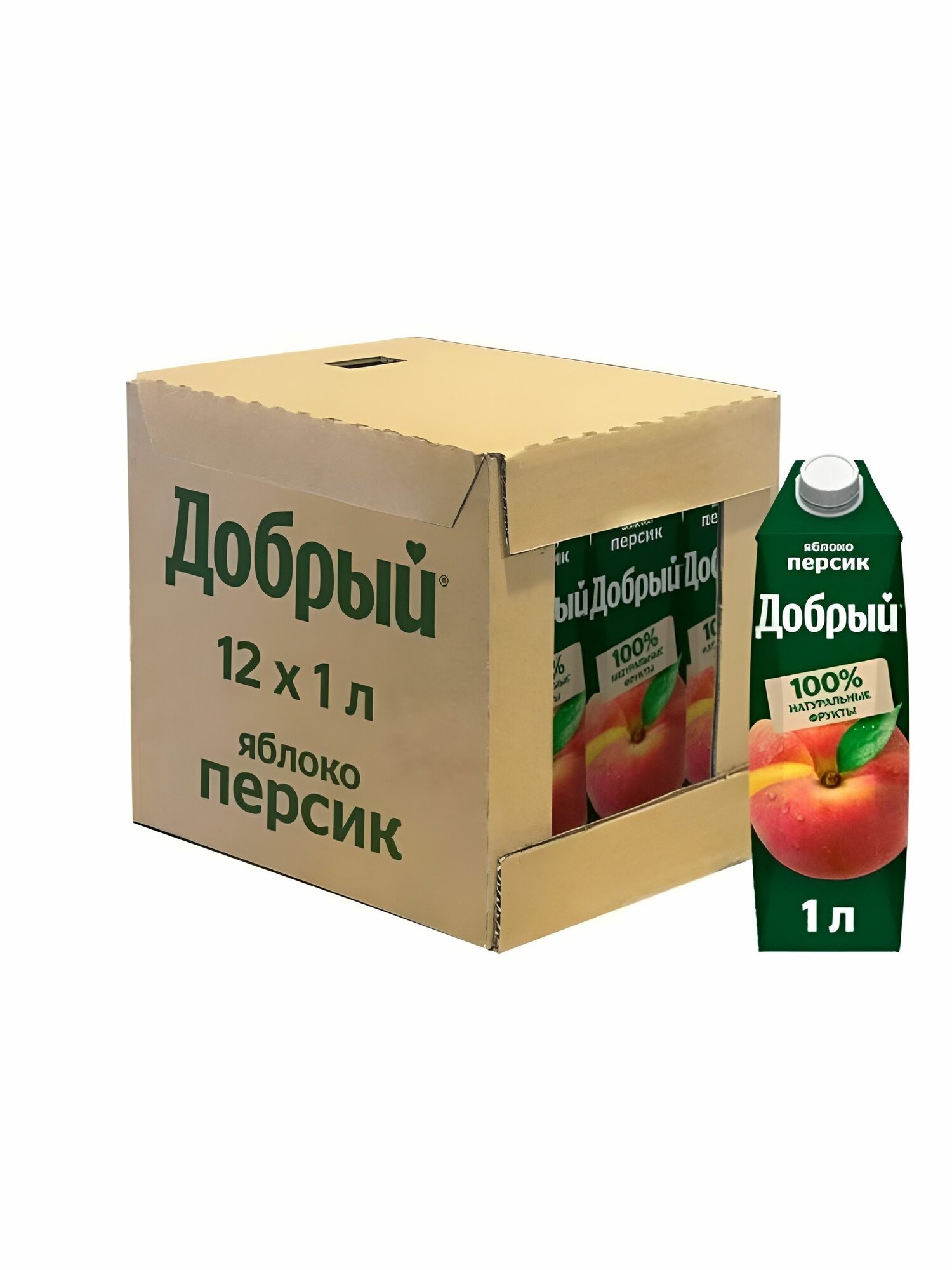 Нектар Добрый Персик-Яблоко,1 л. Упаковка 12 шт.