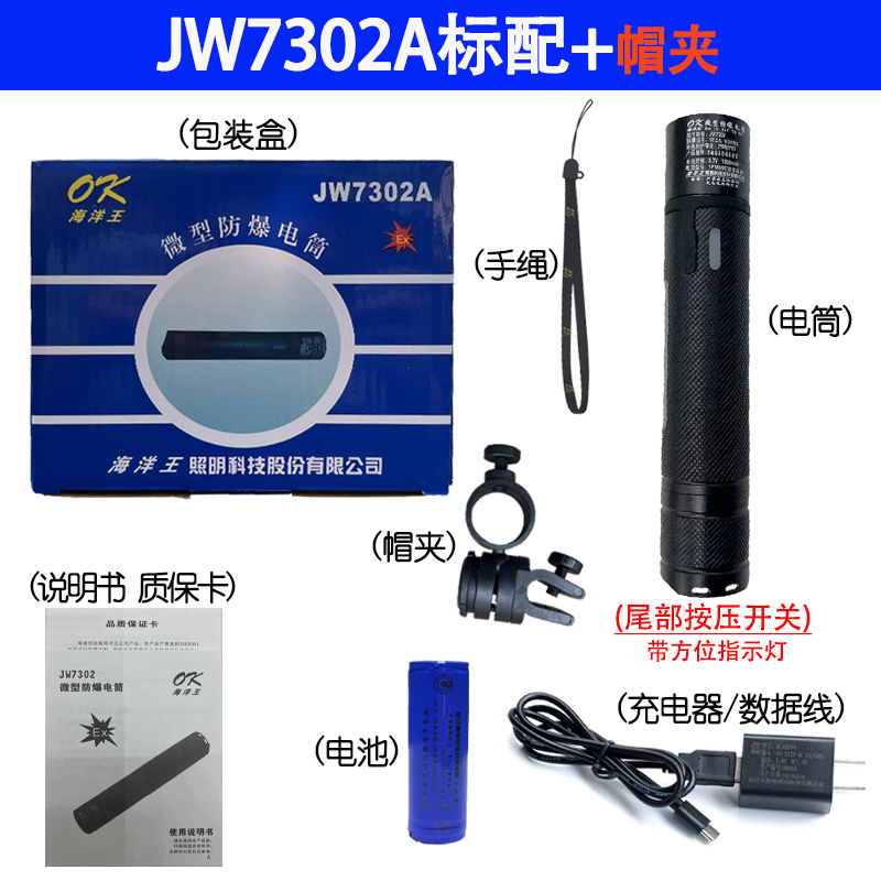 JW7302A Мини взрывозащищенный фонарь с креплением и задней кнопкой переключателя для пожарной безопасности