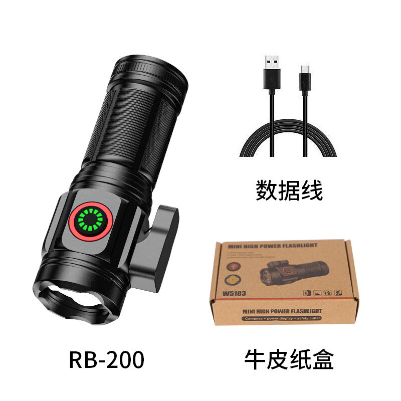 RB-200 Перезаряжаемый светодиодный фонарик с USB-кабелем, батареей 18500 и бумажной упаковкой для походов