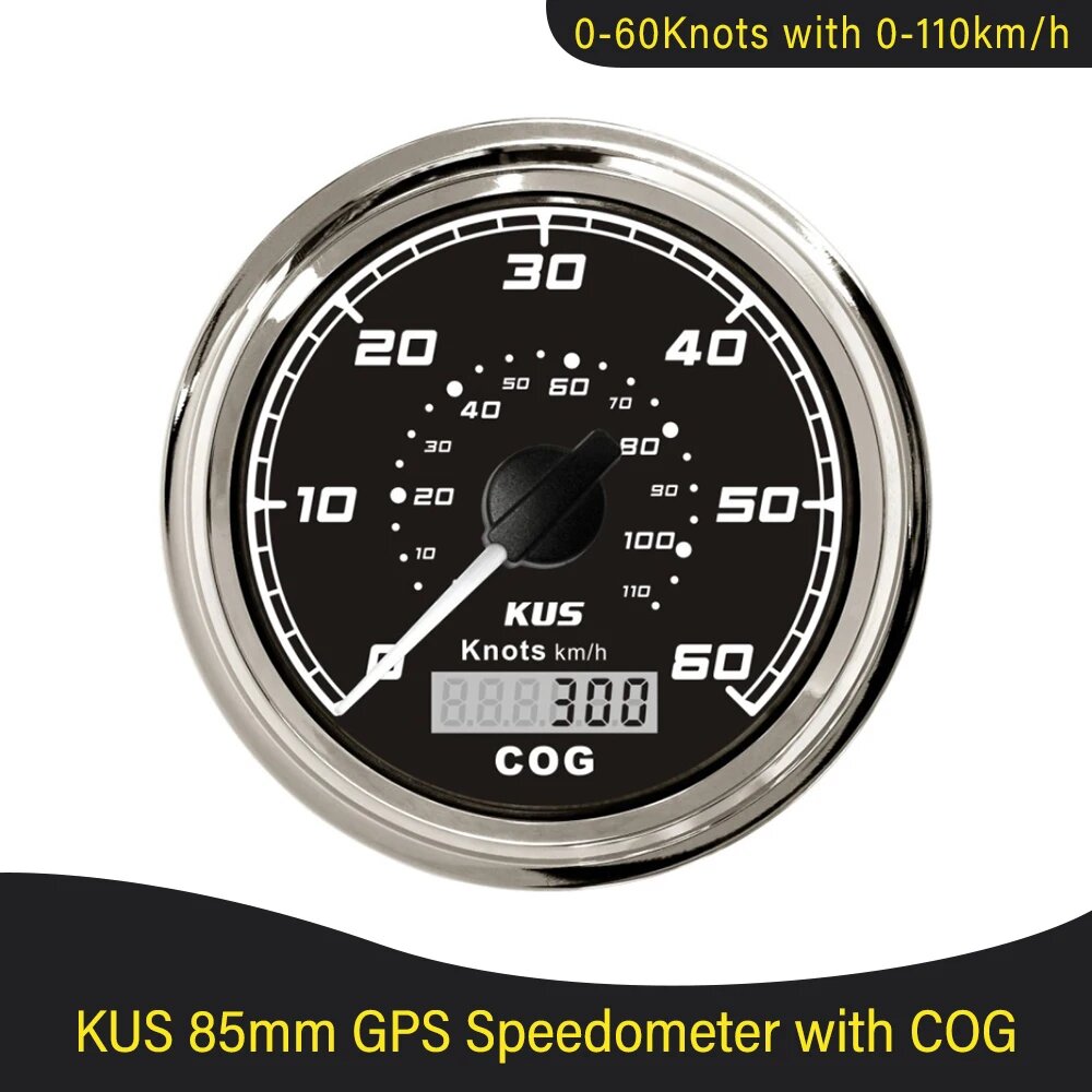 KUS 85 Мм Водонепроницаемый Морской Спидометр С GPS 0-30 Узлов 0-60 Узлов 0-55 Км/ч 0-110 Км/ч Красная И Желтая Подсветка Для.