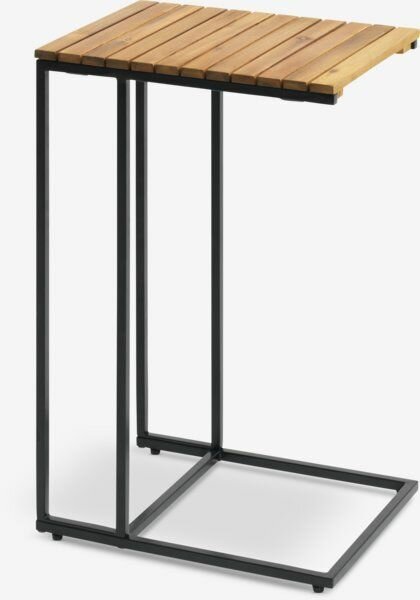 Садовый стол из стали и древесины твердых пород Jysk BELDRINGE , цвет черный/коричневый 30 x 40 x 61 см