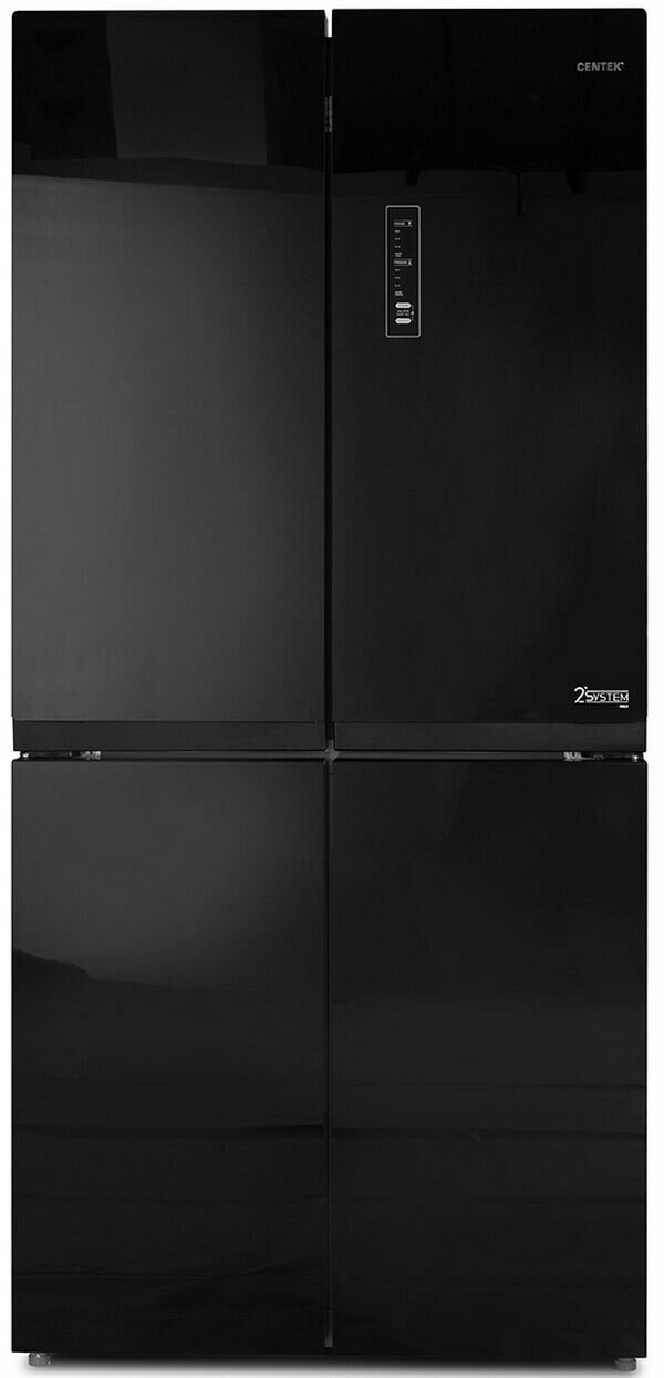 Холодильник Centek CT-1756 NF Black Glass черное стекло, 177.5x83.3 см, 4-х дверный, зона свежести
