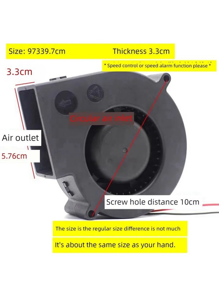 Вентилятор-турбина IP68, 97*97*33мм, 48В, 0.30А