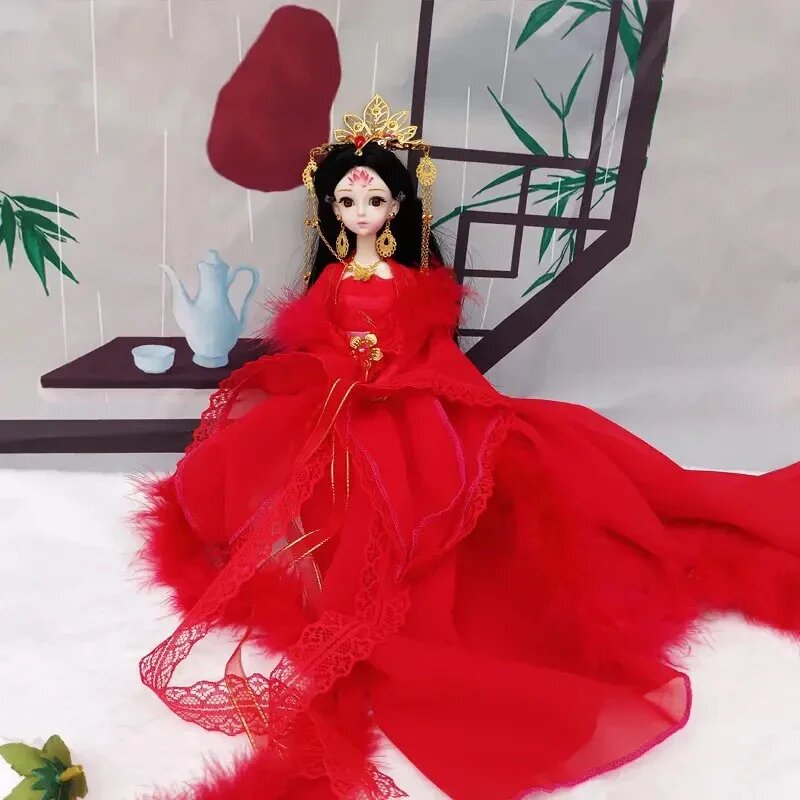Китайская кукла BJD 30 см для девочек Красный, 11
