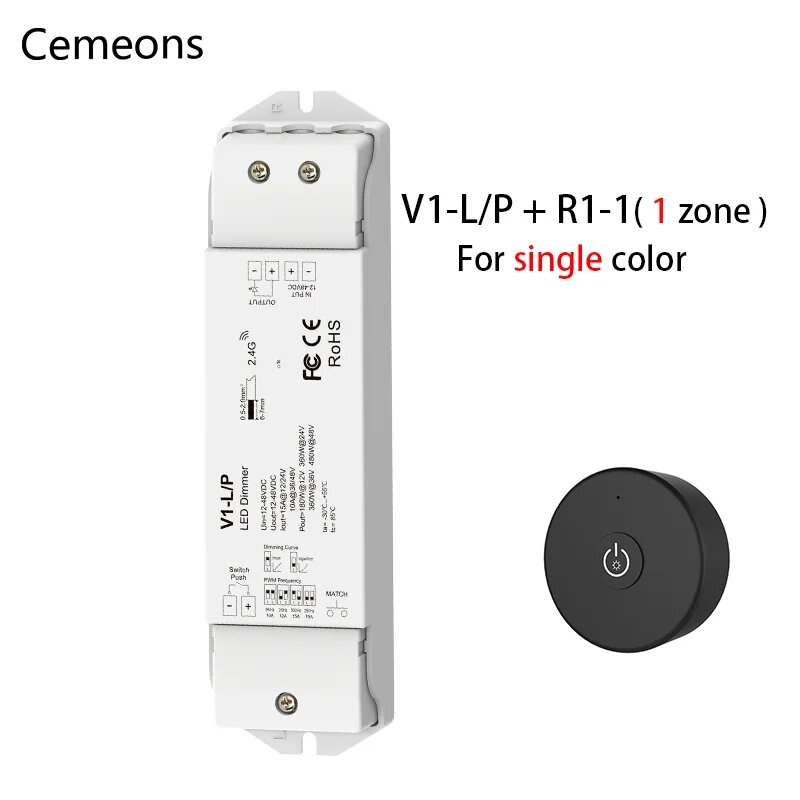 Беспроводной диммер V1-L/P для светодиодной ленты V1-LP and R1-1(B)