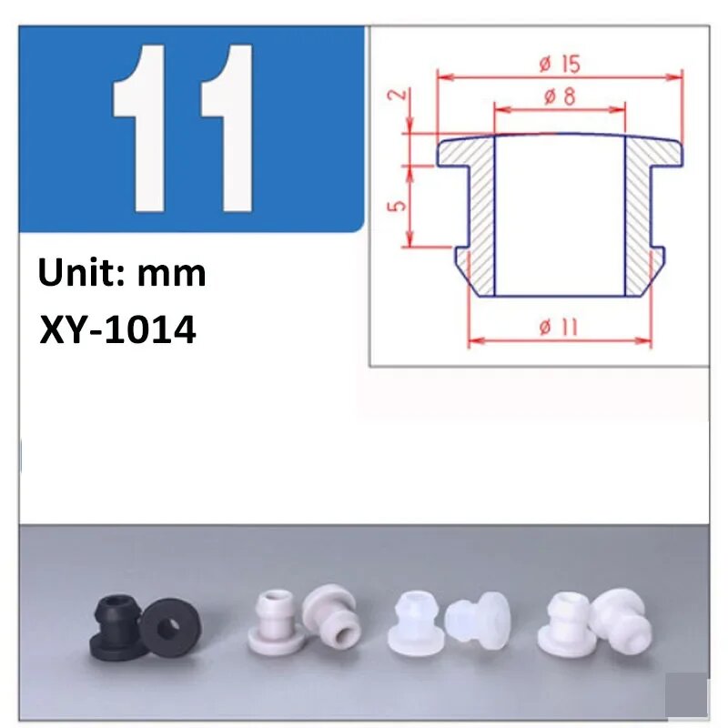 Черная силиконовая втулка для проводов 4,5-50,6 мм 1Pc(Black), A-11mm(E 8mm)