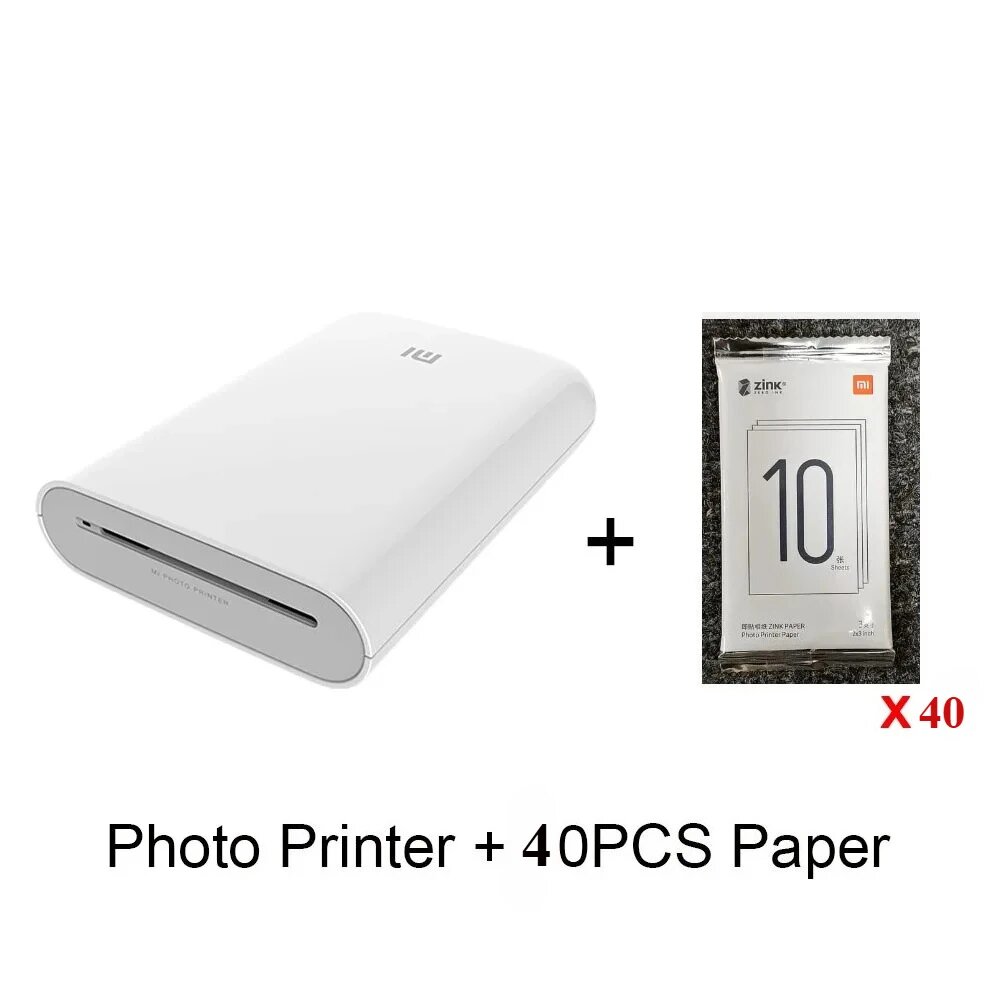 Xiaomi Mijia AR карманный принтер Printer With 40PCS