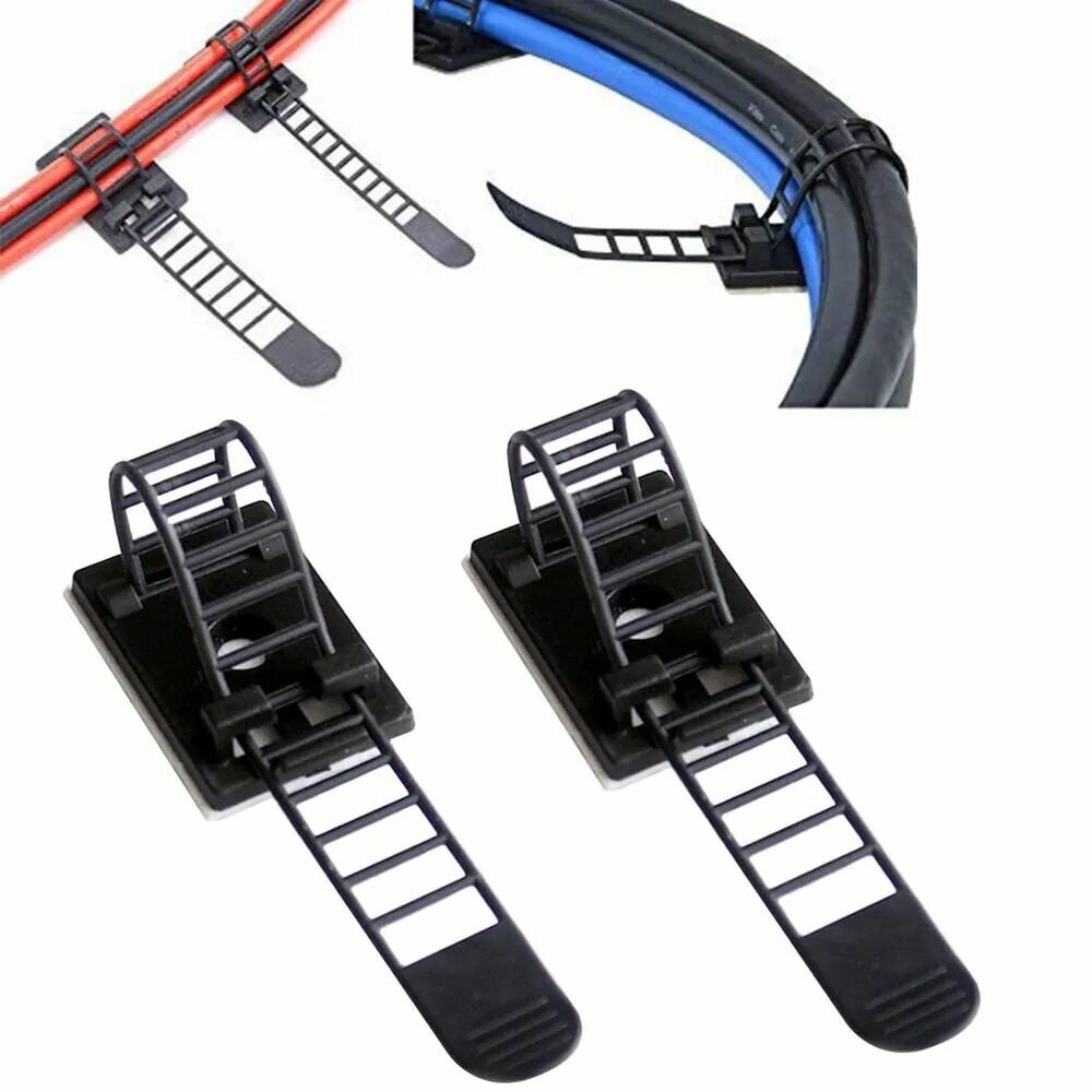 Умные многоразовые стяжки для проводов с кнопкой (30 шт) , Защелка для фиксации кабеля , Прочный пластиковый хомут , Черные