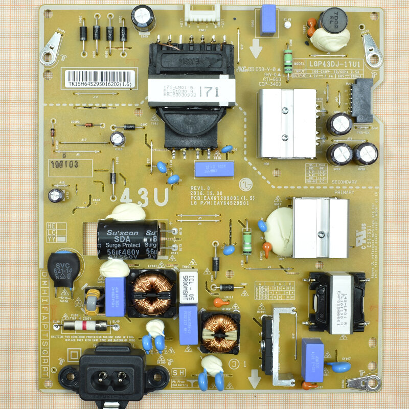 Блок питания EAX67209001 (1.5), EAY64529501, LGP43DJ-17U1