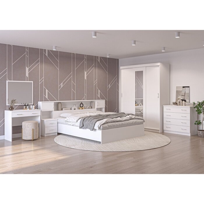 Уценка Спальный гарнитур Бася (Комплект 7 предметов), Белый