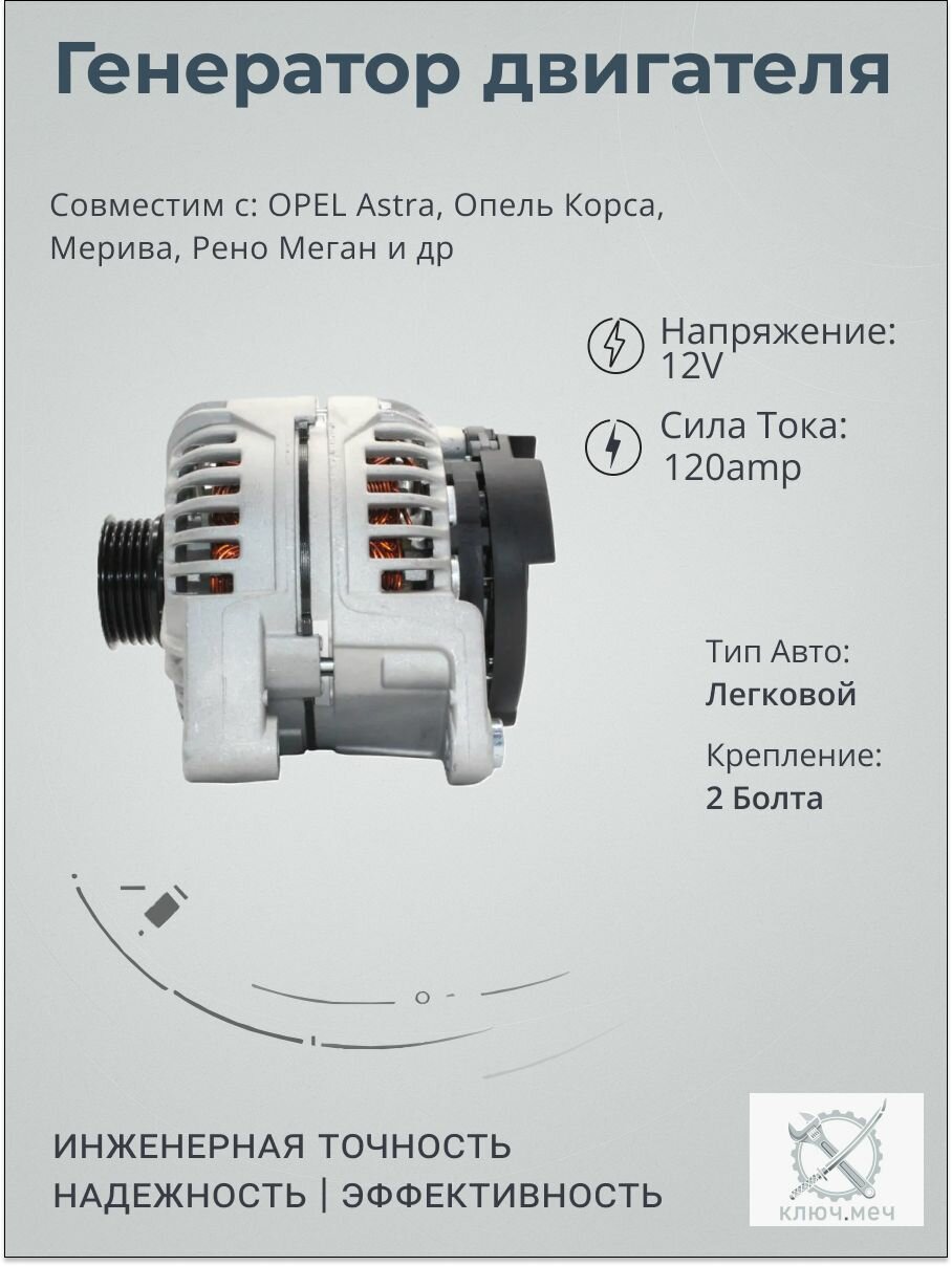 Генератор для OPEL Astra, Опель Корса, Мерива, Рено Меган
