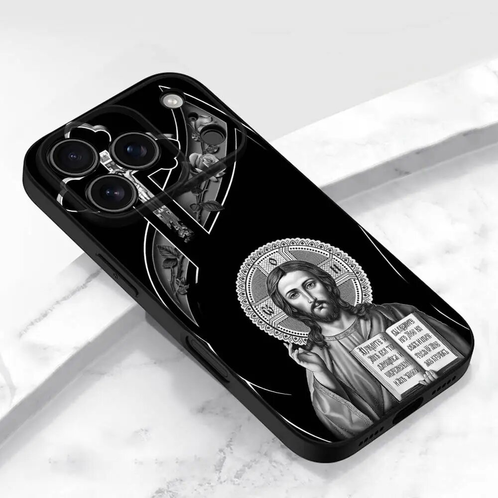 Чехол для телефона с изображением православного креста Иисуса Бога для iPhone 17,16,15,14,13,12,11, Pro, Max, Plus, E, Air, Mini Защитный черный чехол