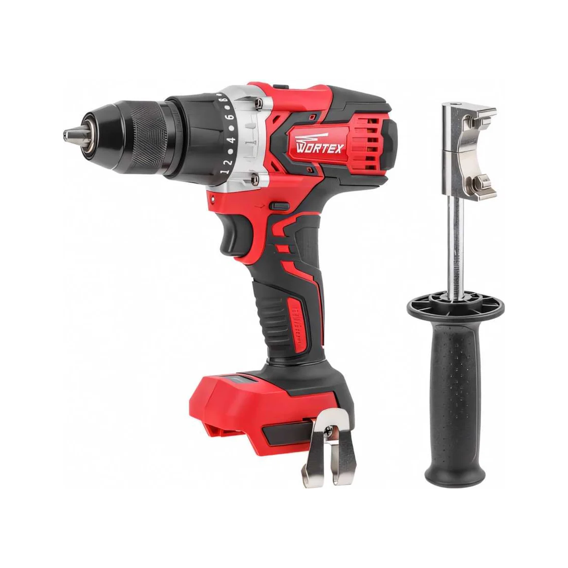 Дрель-шуруповерт аккумуляторная Wortex BD 2030 Dli, 18 В, 80 Н·м, 1800 об/мин, быстрозажимной патрон 1.5-13 мм, красный