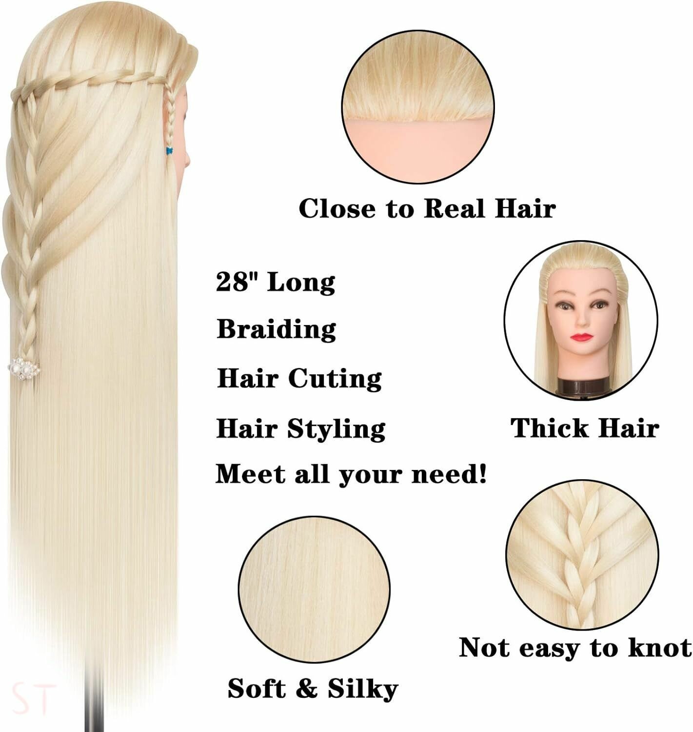 Голова манекен для причесок учебная парикмахерская кукла болванка 60-70CM