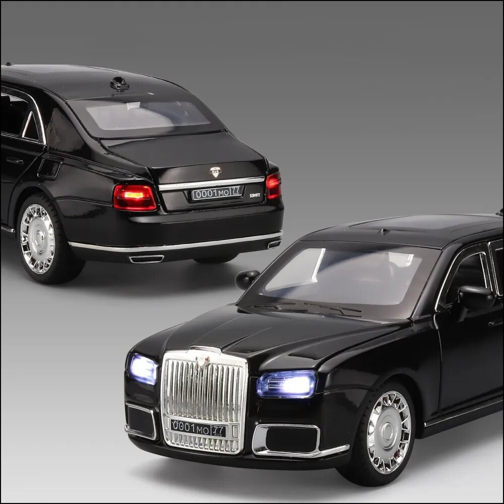 Aurus Senat металлическая модель 1:24 Aurus Senat, со светом и звуком - Blue — фото 1