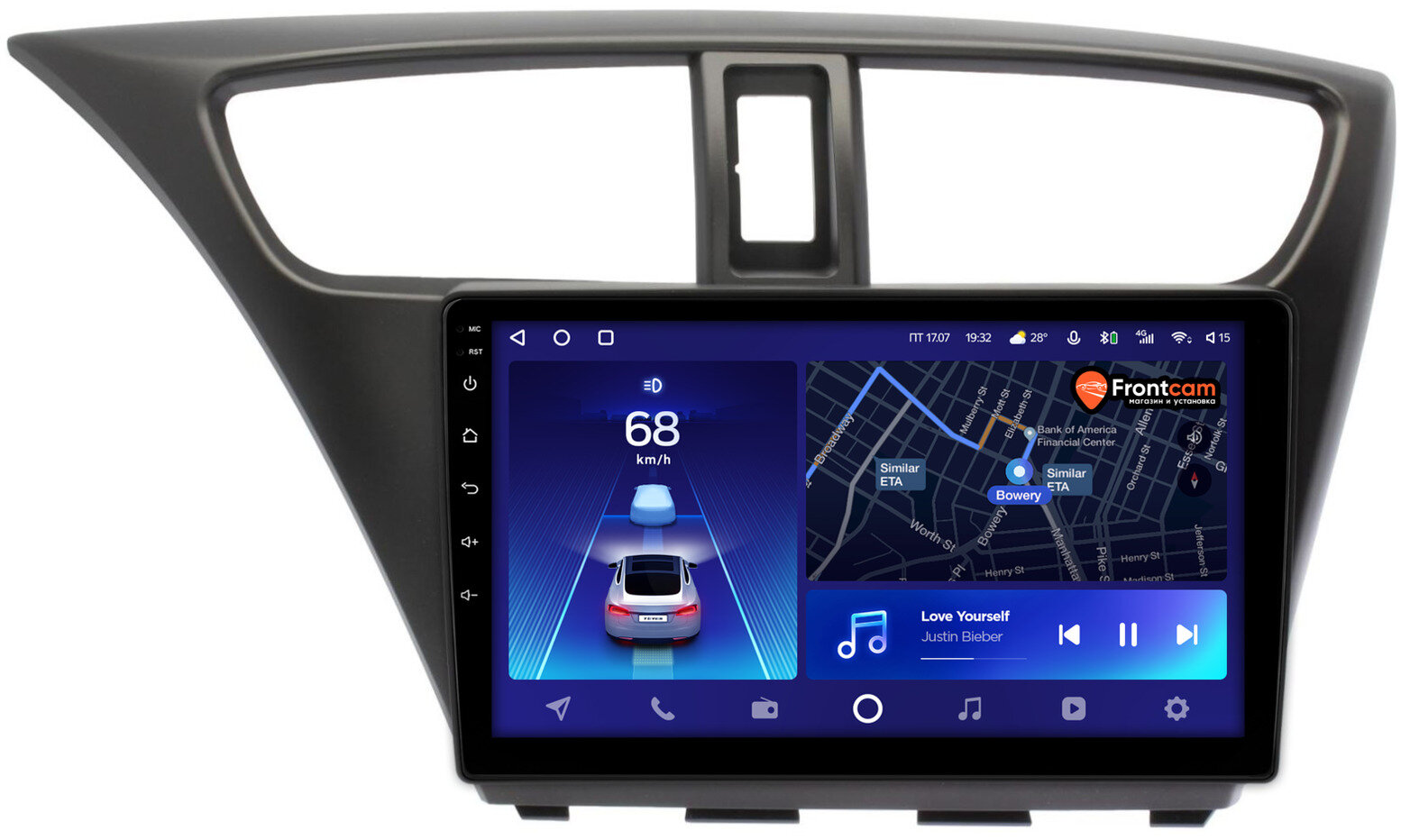 Штатная магнитола Honda Civic 9 5D 2011-2015 (левый руль, хэтчбэк) Teyes CC2 PLUS 4/32 9" RM-9-0108 Android 10 (4G-SIM, DSP, QLed)