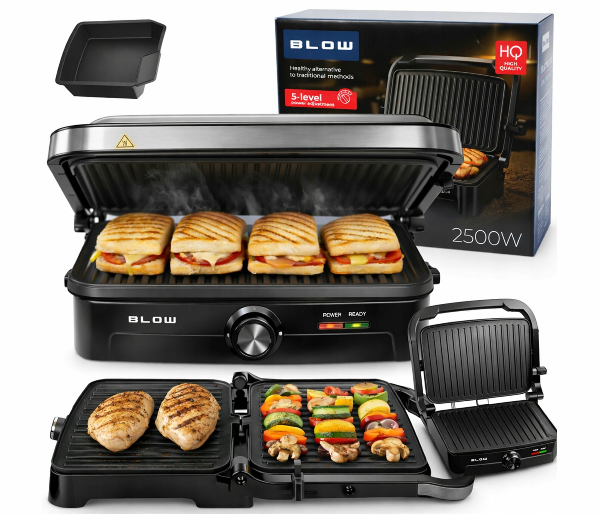 Электрический гриль BLOW, тостер для панини, с возможностью регулировки температуры до 180 , мощностью 2500 Вт