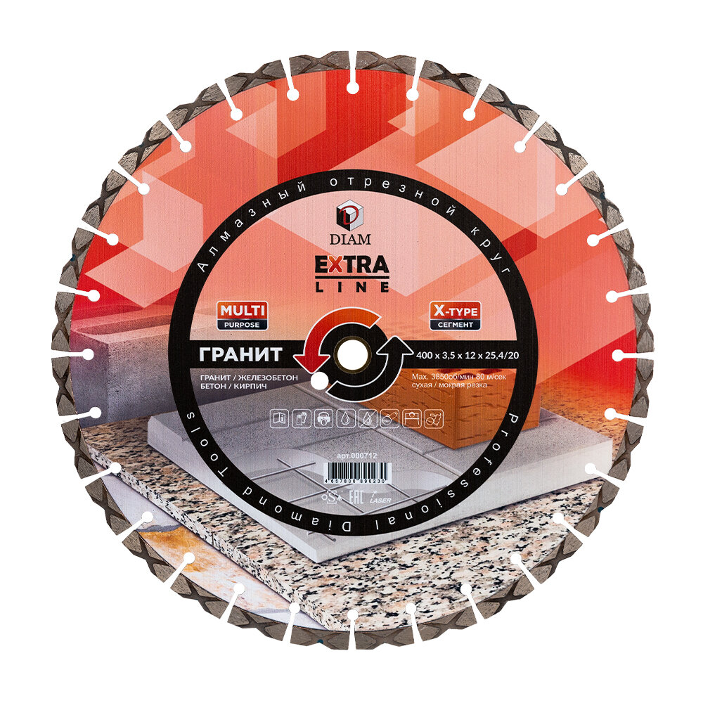 Сегментный диск DIAM по граниту 400*3,5*12*25,4/20