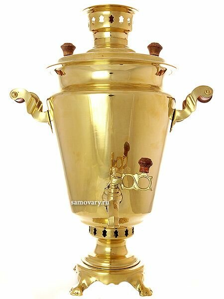 Комбинированный самовар 5 литров латунный конус