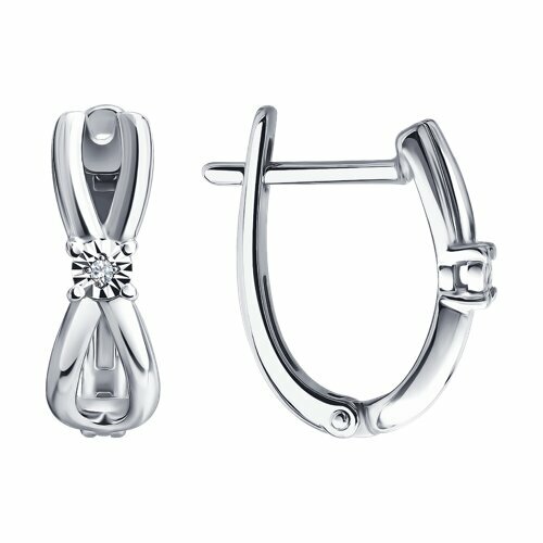 Серьги, серебро, 925 проба, родирование, бриллиант