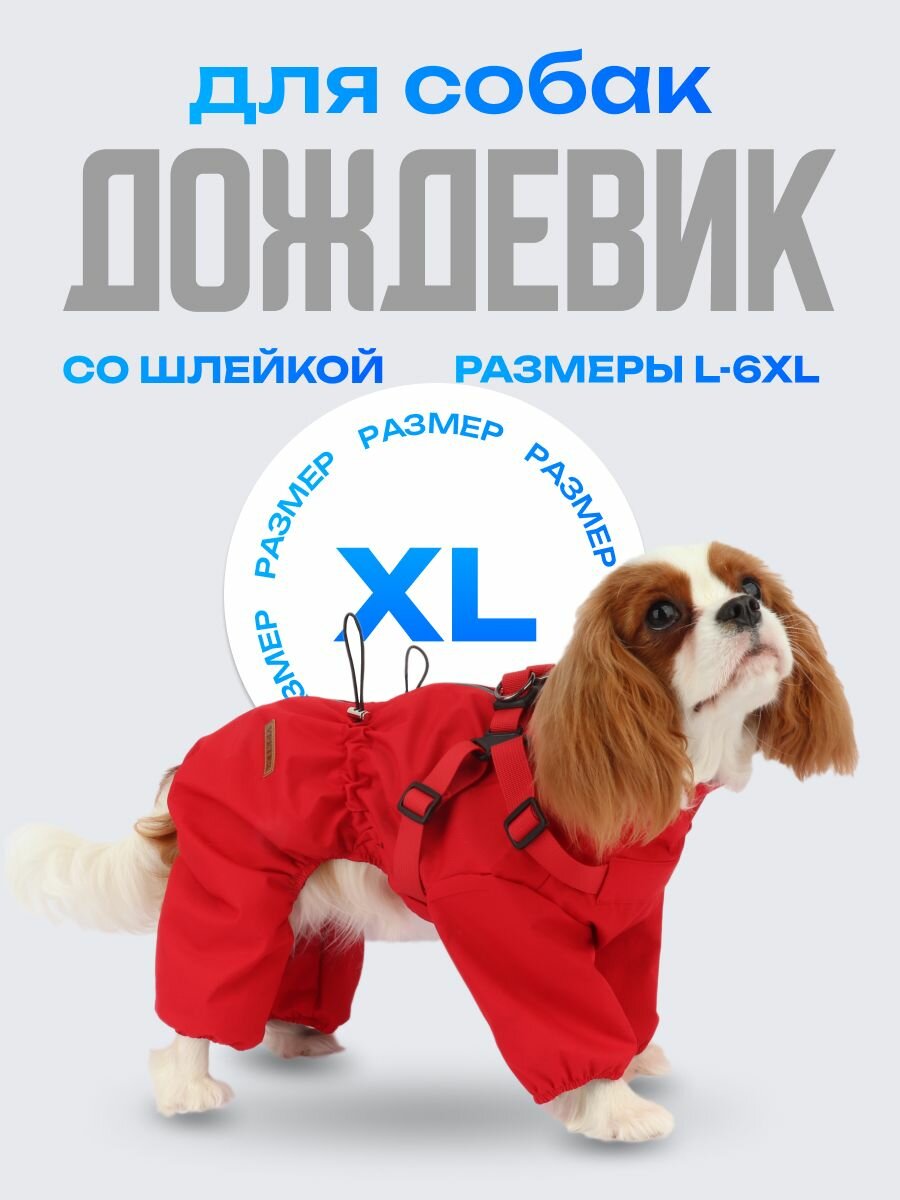 Дождевик-комбинезон-пыльник-ветровка для собак мелких, средних и крупных пород на молнии