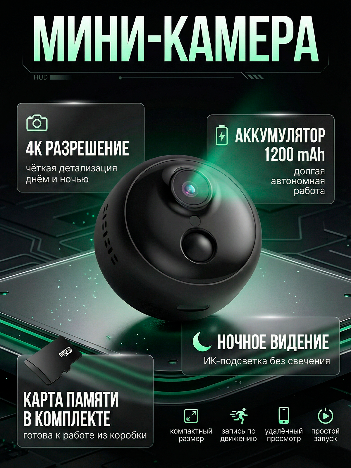Мини камера видеонаблюдения Wi Fi