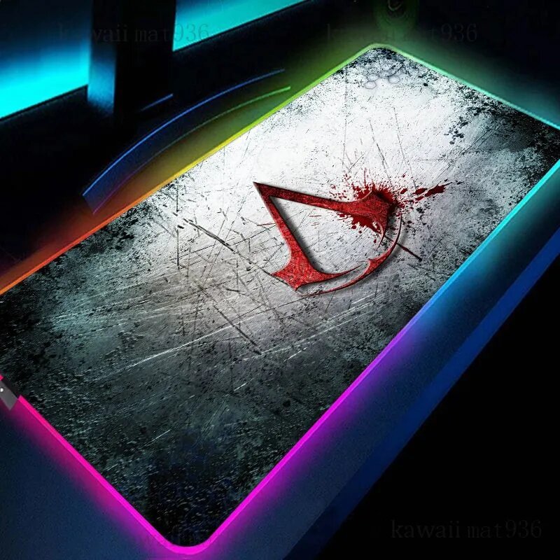 Assassins Creed Коврик для мыши, XXL, красный, светло-серый
