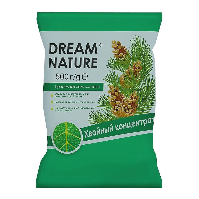Природная соль Dream Nature для ванн Хвойный концентрат цветная ароматизированная, 500г