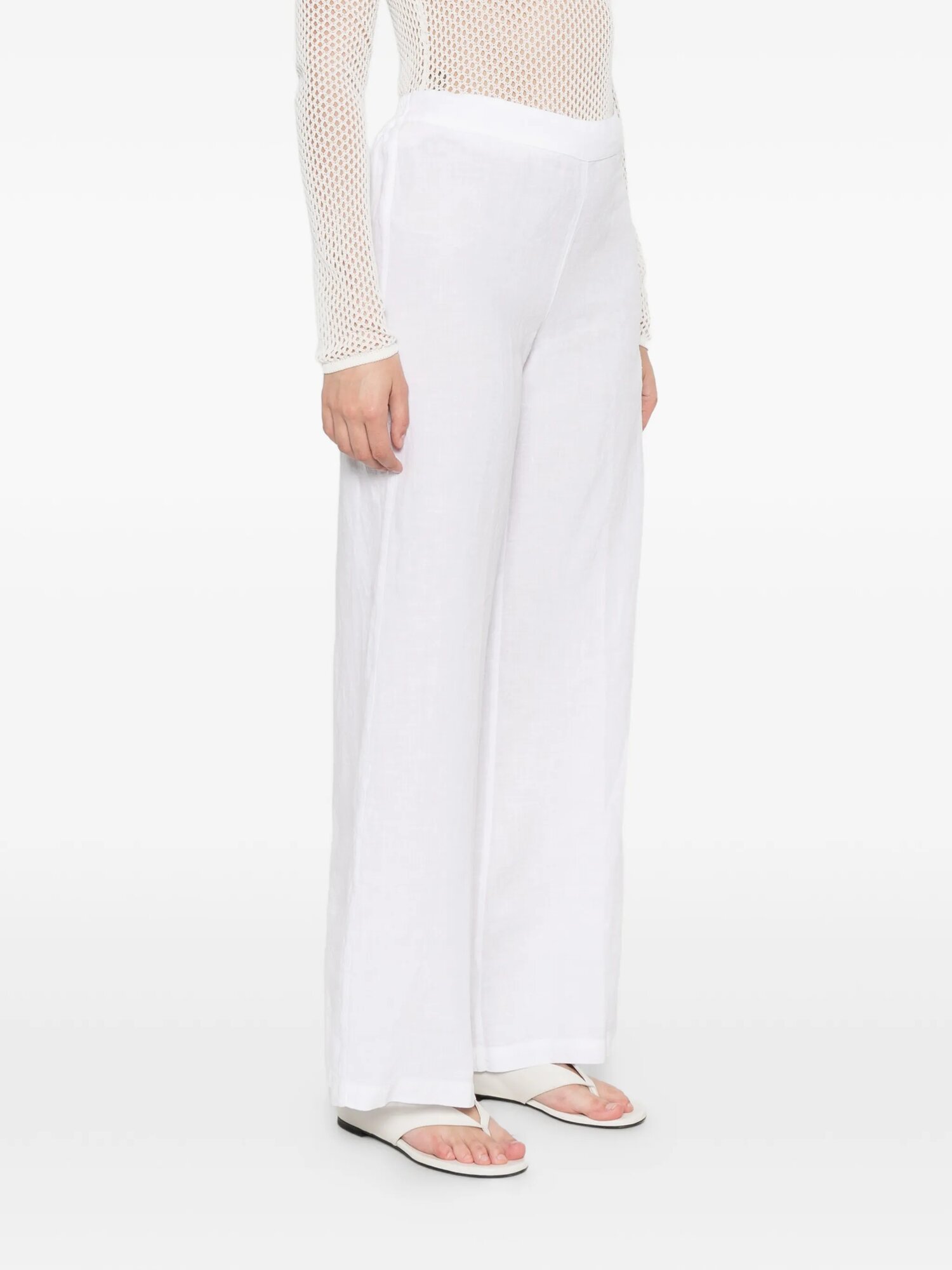 Брюки 120% LINO Wide-leg trousers, размер 42, white — фото 1
