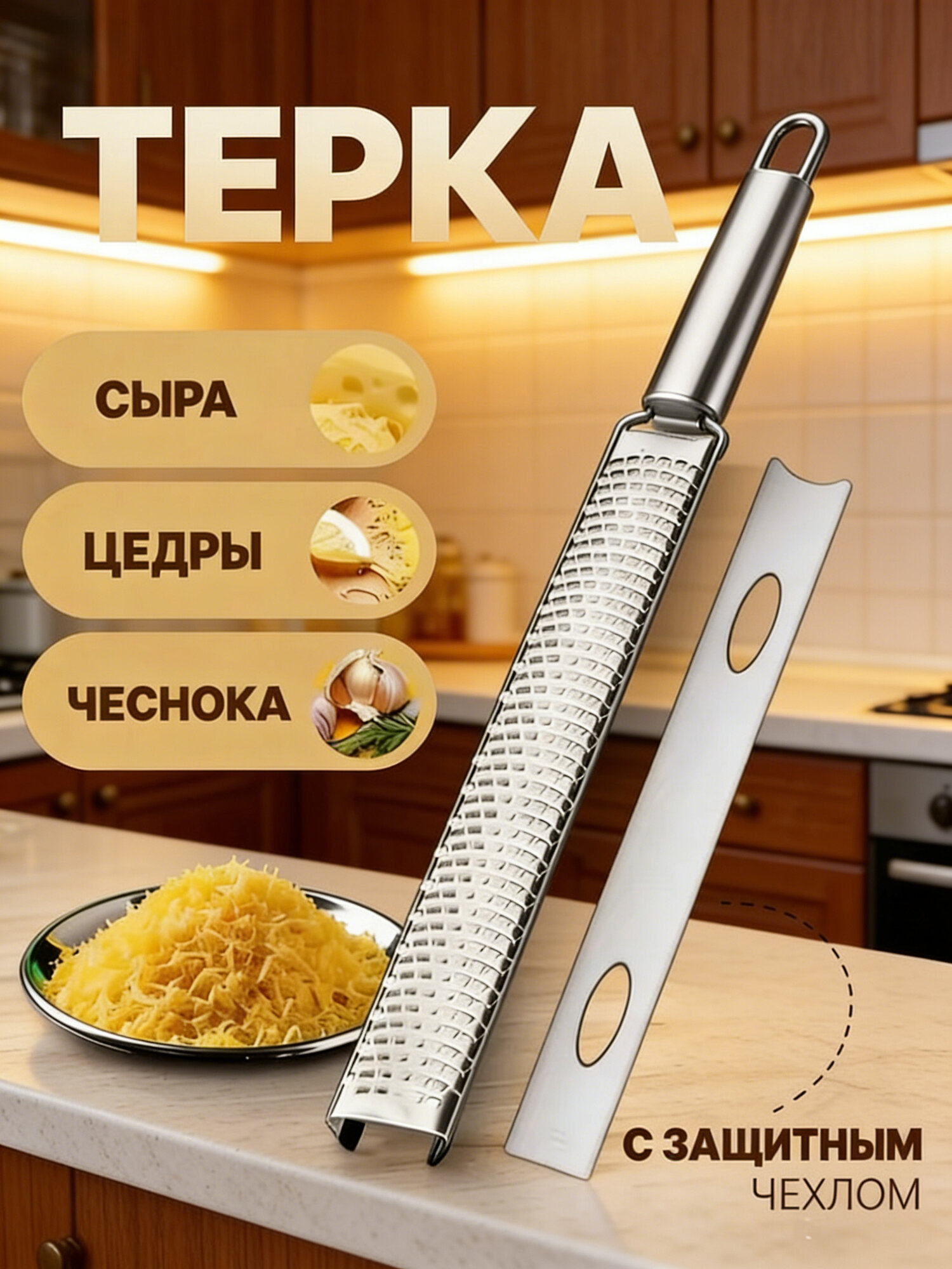 Тёрка для сыра из нержавеющей стали 32x2.5cm универсальная для кухни