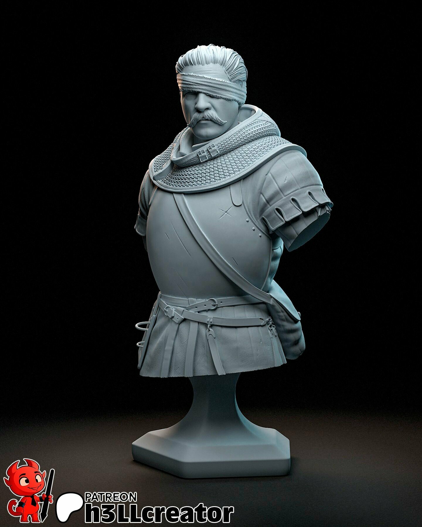 Сборная модель Bust of Jan Zizka (Kingdom Come: Deliverance II), бюст, 113мм для покраски