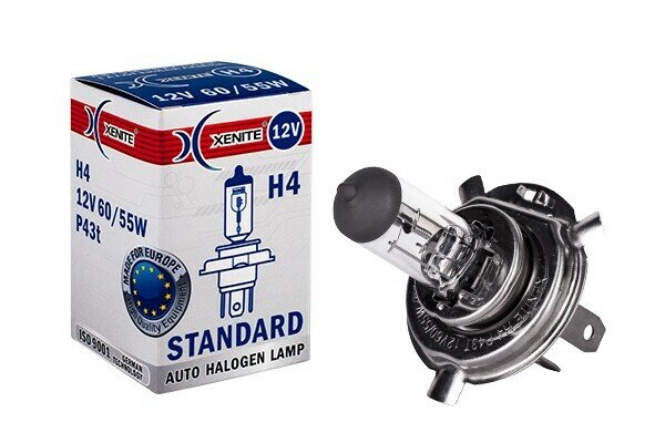 Галогенная лампа H4 STANDARD 12V, 60/55W, 3200K / Xenite / 1007013