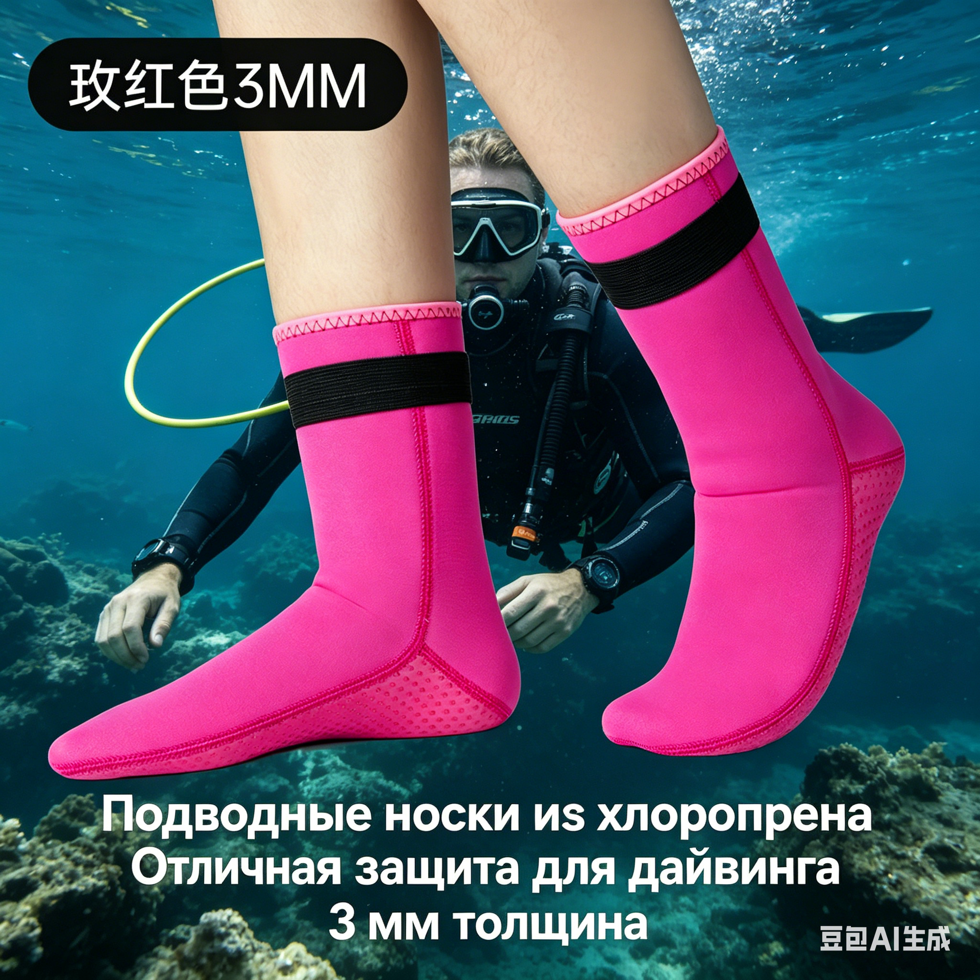 Практичные носки для дайвинга, неопрен, размер 39-40, высокая эластичность