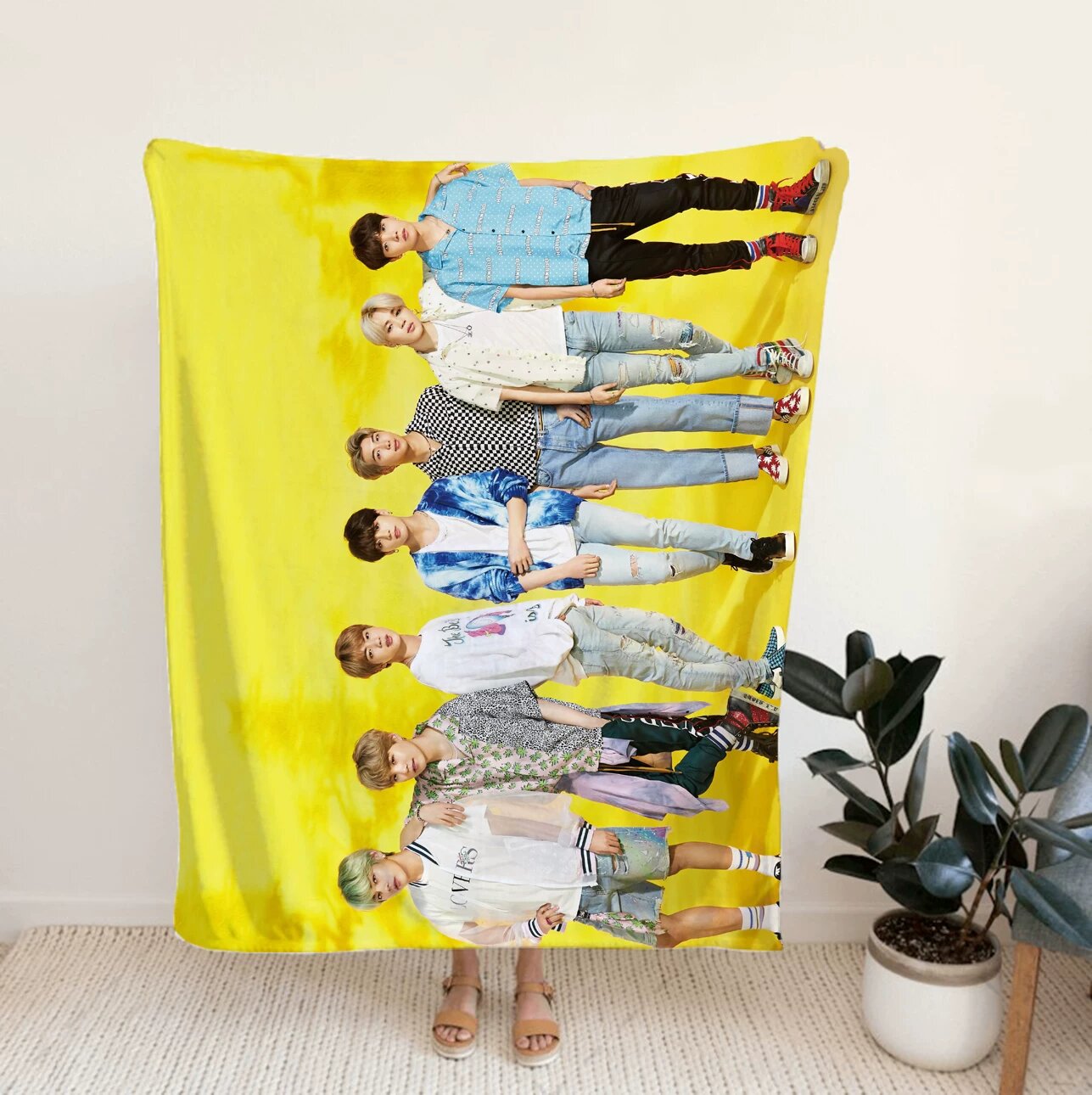 Плед из фланели BTS (Bulletproof Boys) для офиса, для сна, повседневный, небольшой, для фанатов BTS (1)_80x120cm