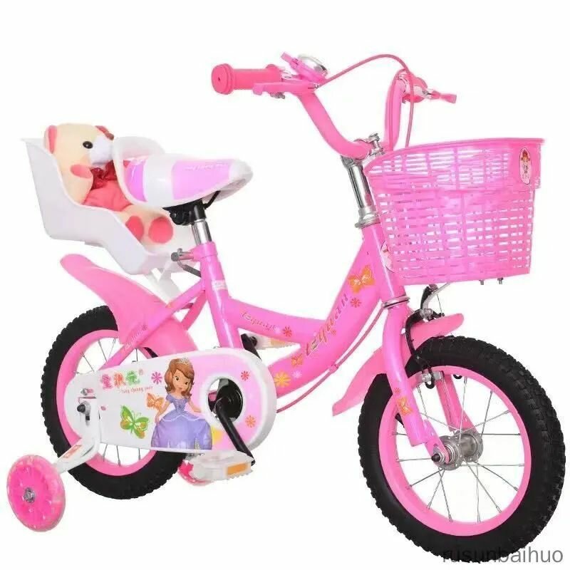 Велосипед двухколесный детский 14" дюймов PRINCESS рост 105120 см для девочки розовый. Для малышей 3 года, 4 года, 5 лет, велосипед принцесса, велик детский, с мишкой, с корзиной, с багажником.
