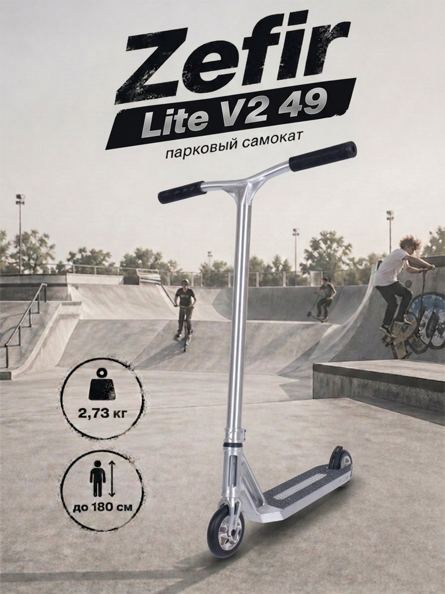 Трюковой самокат трюковой Zefir Lite V2 49 raw, для роста 162-179 см