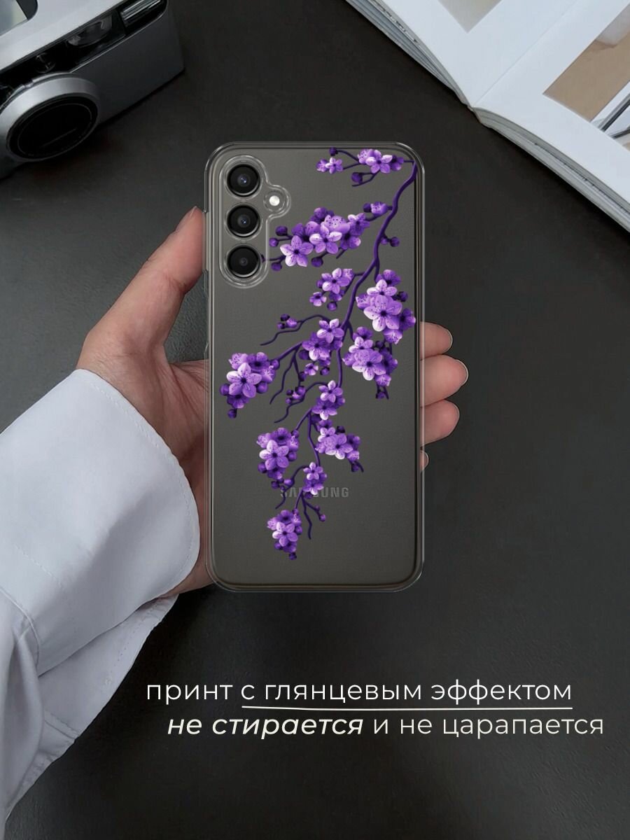 Силиконовый чехол на Samsung Galaxy A24 / Самсунг Галакси A24 с принтом Фиолетовая сакура — фото 1
