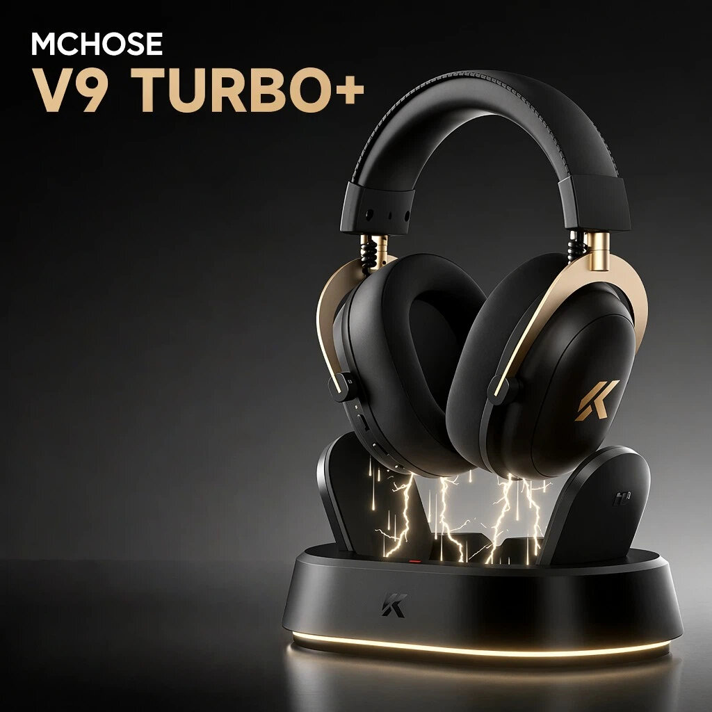 MCHOSE V9 Turbo+ Беспроводная Киберспортивная гарнитура с четырьмя режимами зарядки, устанавливаемая на голову
