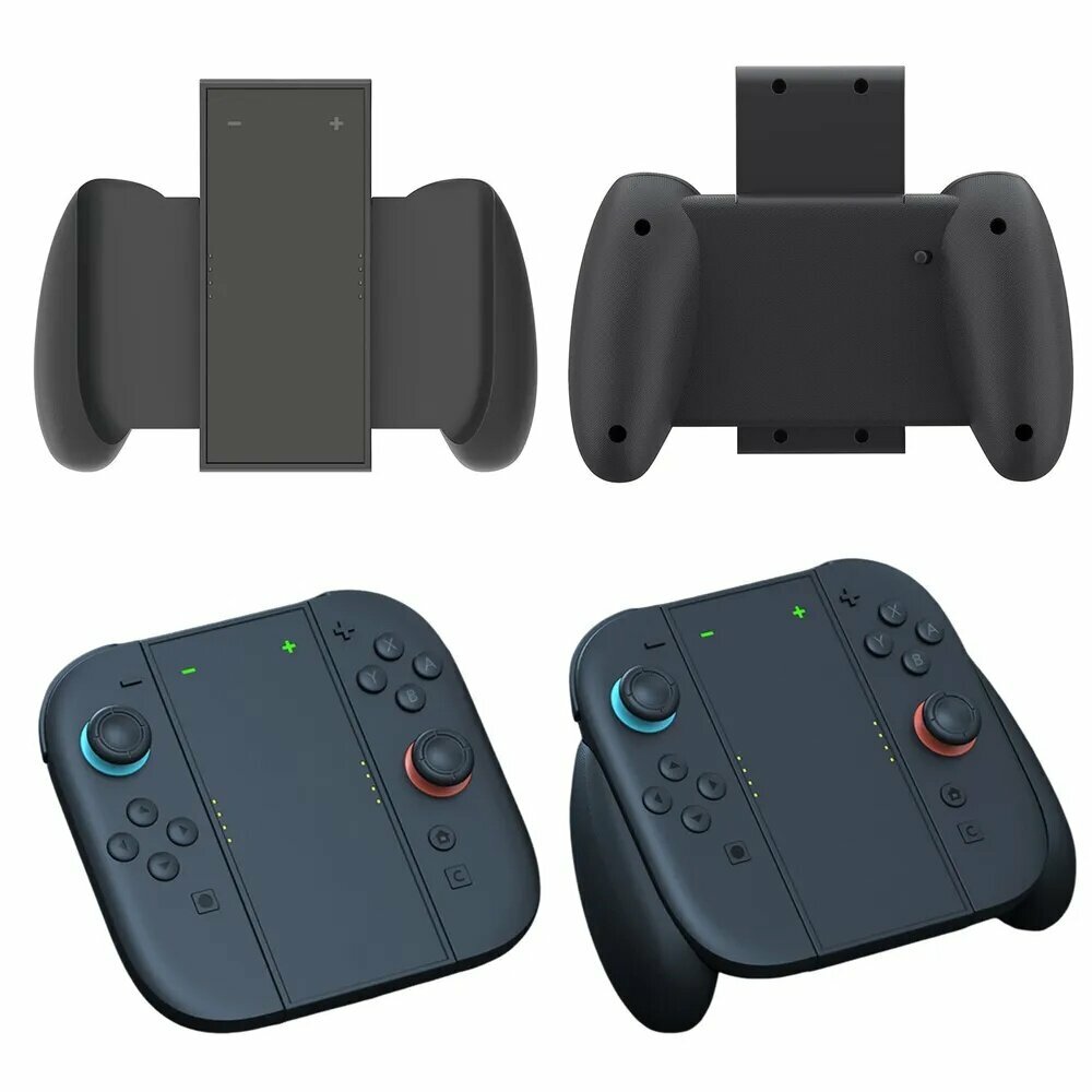 Заряжаемая ручка-держатель для Joy-Con контроллеров Nintendo Switch 2, чёрная, магнитное крепление