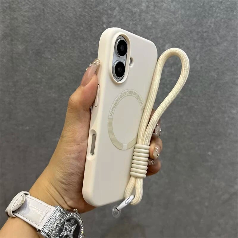 Жидкий силиконовый чехол для ремешка Magsafe для iPhone 17, 16, 15, 14, Желтый, Beige, For iPhone 12
