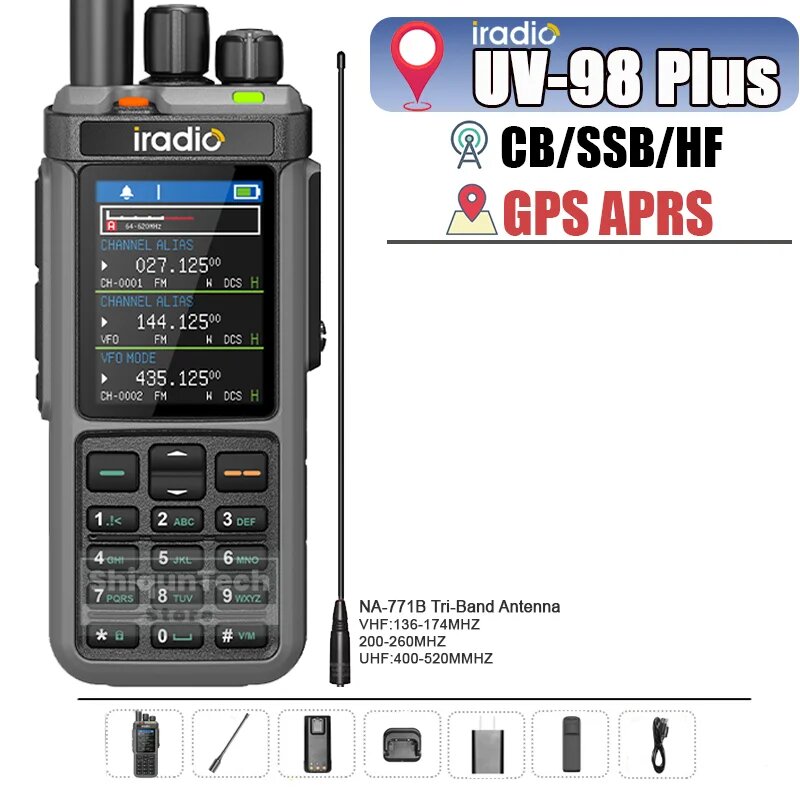 Iradio UV-98 PLUS GPS рация APRS Air Band 10W кросс-бенд-репитер LSB CW CB SW MW LW SSB HF многодиапазонная 1024CH амазонская рация