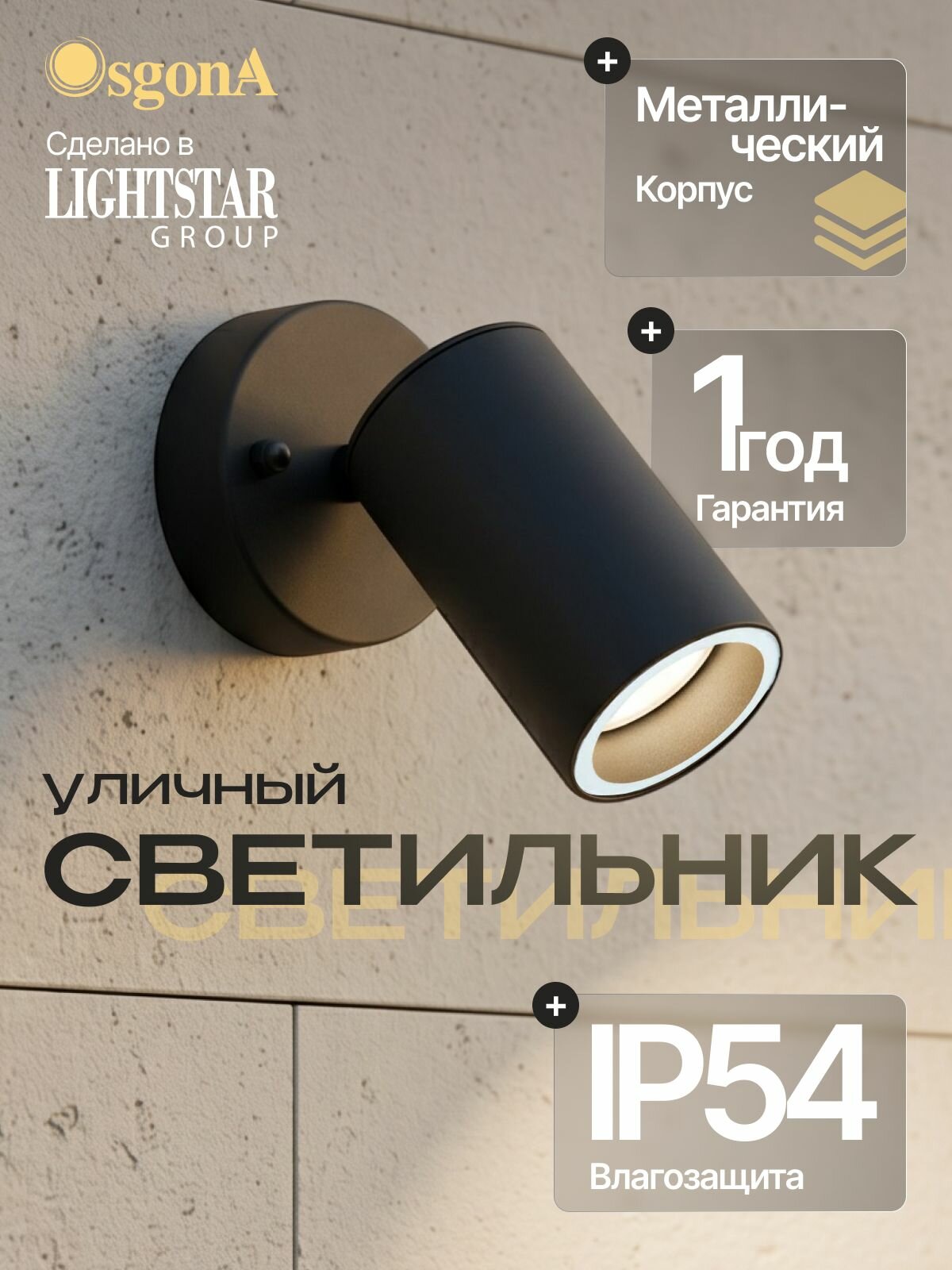 Уличный светильник Lightstar настенный Accia Osgona 330007
