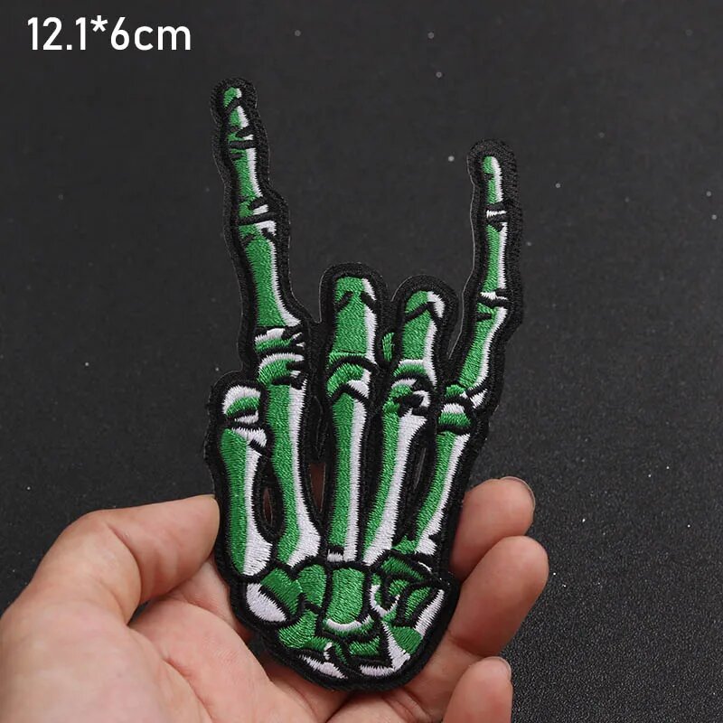 Нашивка скелетная "Rock On" темно-зеленая, G-BT0081-10