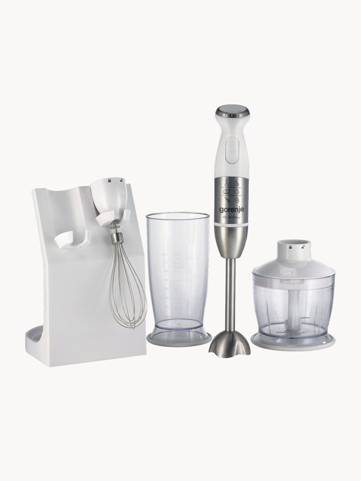 Блендер погружной Gorenje HBC806QW белый, мощность 800Вт, материал погружной части металл