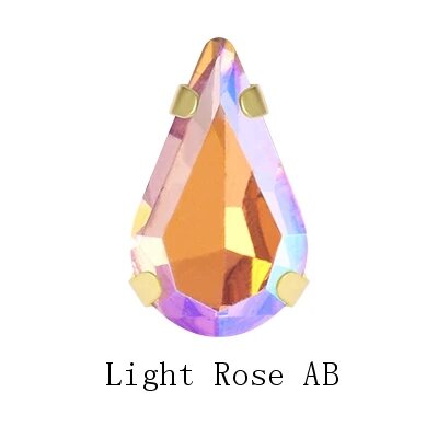 Yi Chuan стеклянные каплевидные стразы AB Розовый, 8x13mm 20pcs, Light Rose AB