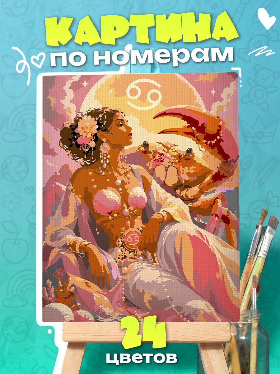 Знак зодиака Рак - Картина по номерам, раскраска - 30х40см