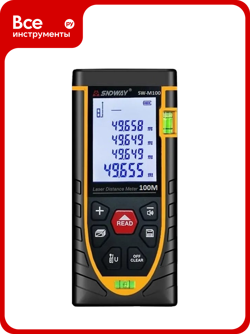 Лазерный дальномер SNDWAY SW-M100 3221, с Автоотключение в отсутствии активных