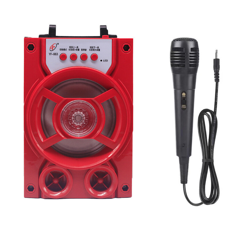 Портативный беспроводной динамик Bluetooth, красный, с микрофоном