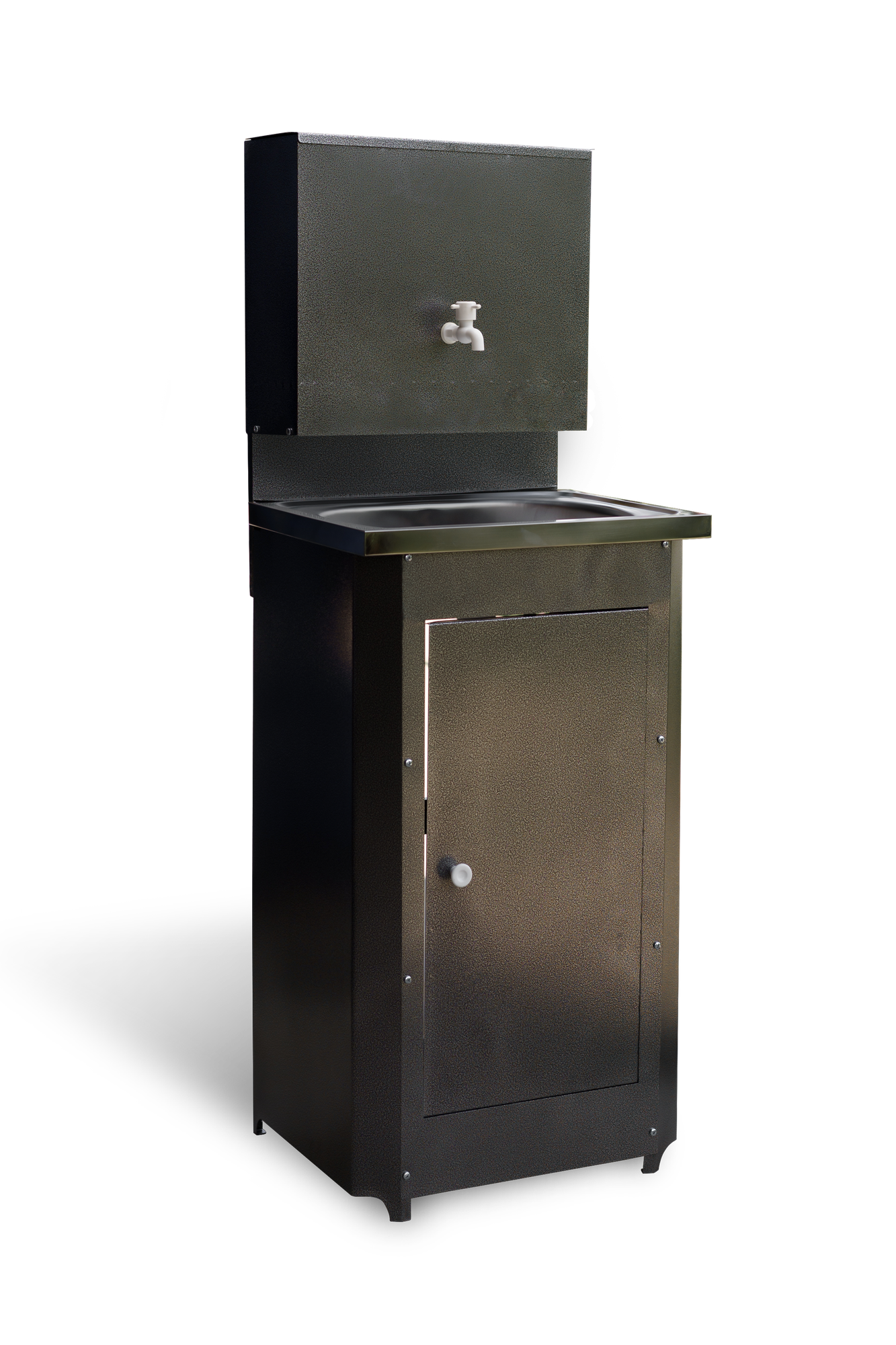 Умывальник фермер 20 л, без ЭВН, мойка нерж, тумба металл, бак металл, черный/серебро